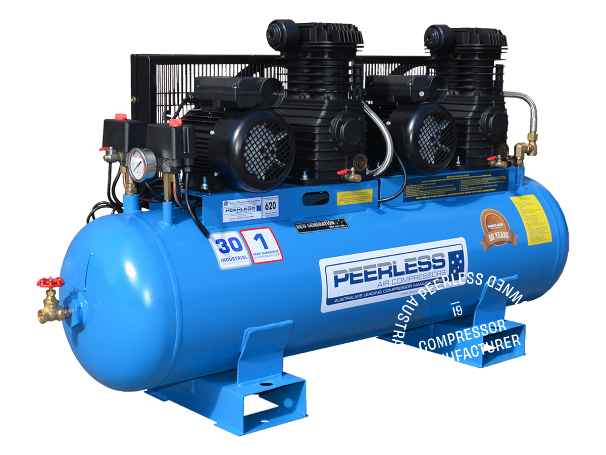 PT30 Single Phase Air Compressor: Belt Drive, 10Amp, 5.5HP, 550LPM