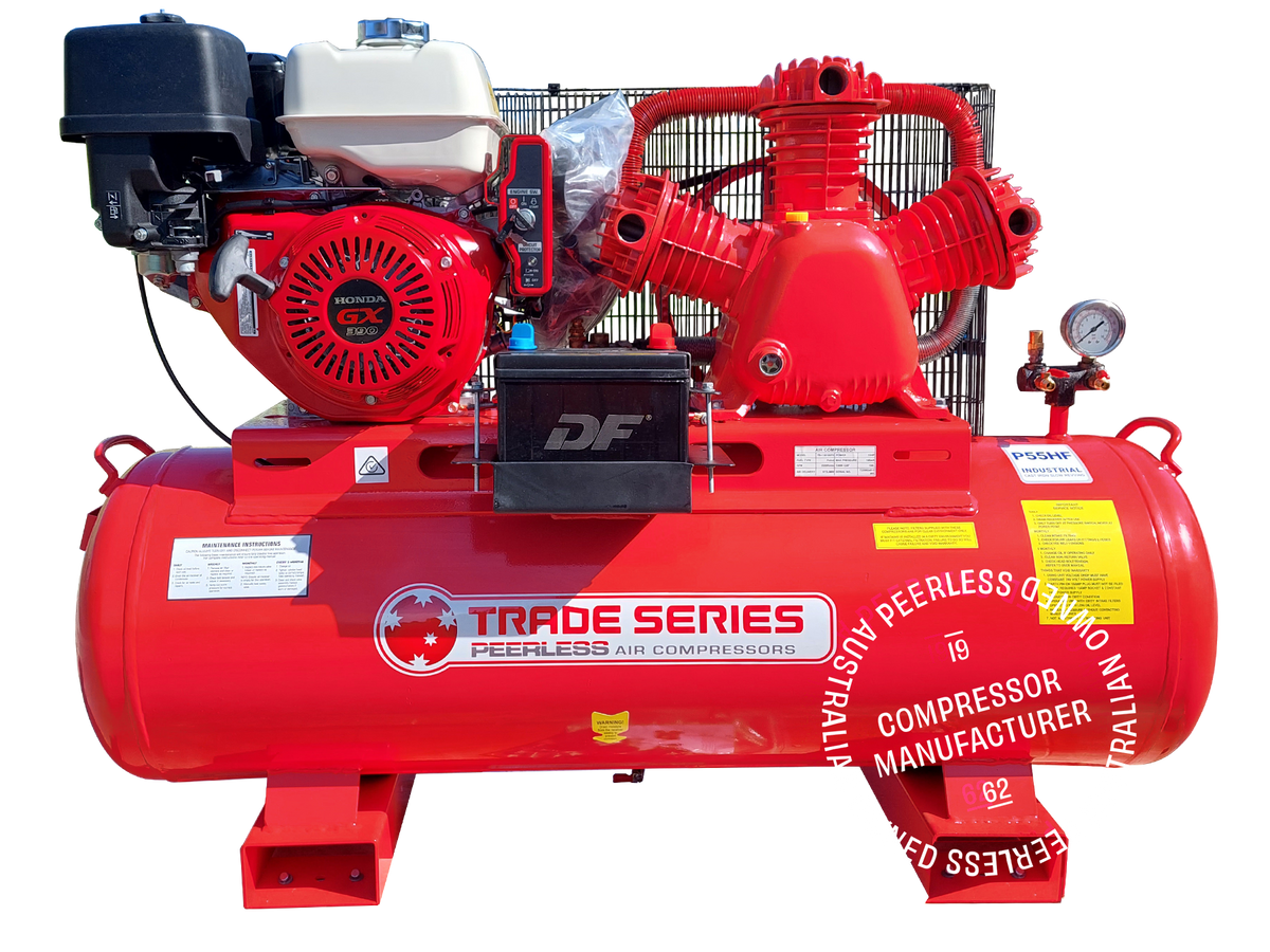 TS55P Petrol Air Compressor: Belt Drive, Honda GX390, 1150LPM