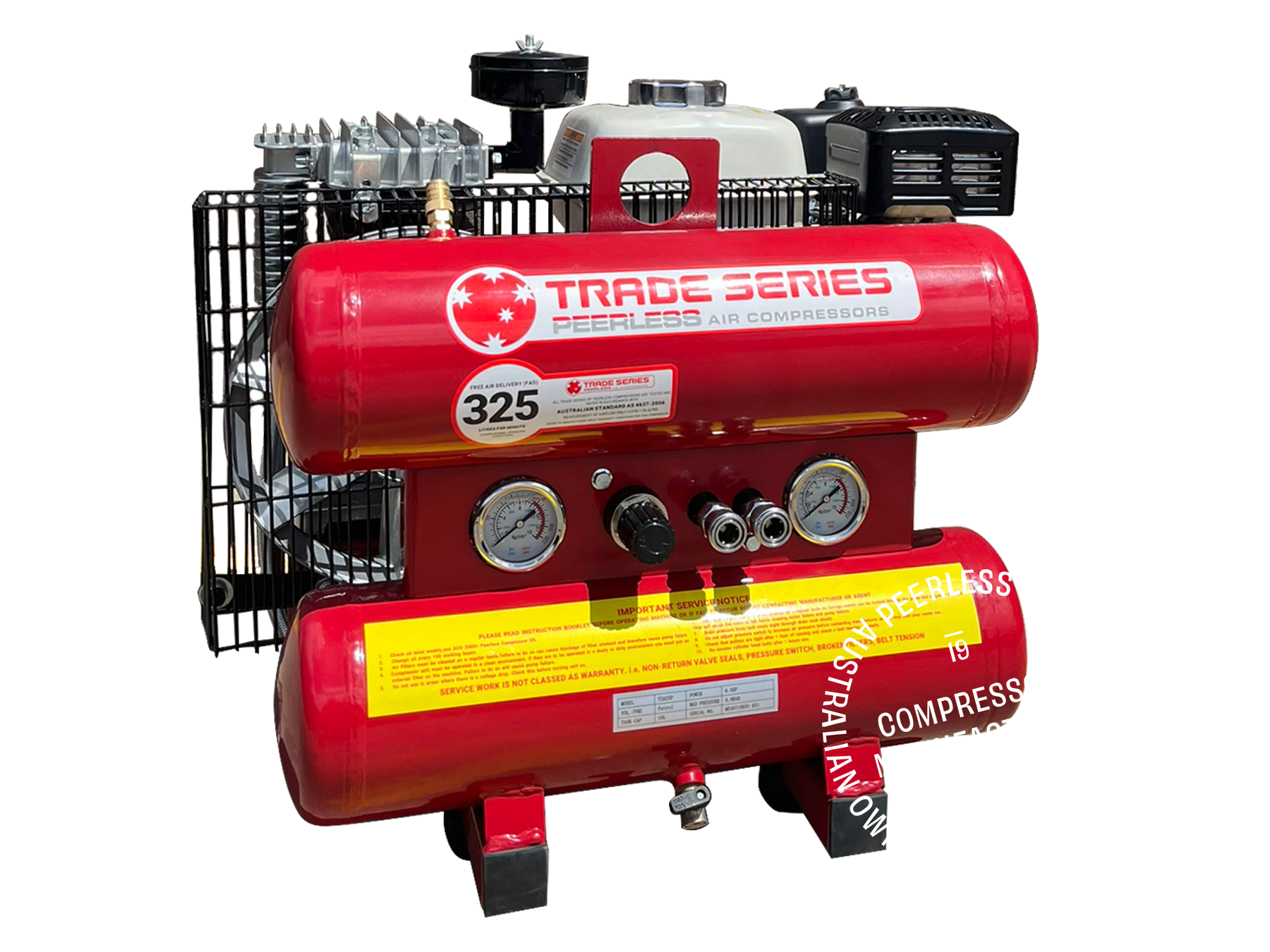 TSA20P-TT Petrol Air Compressor: Belt Drive, Honda GX200, 325LPM