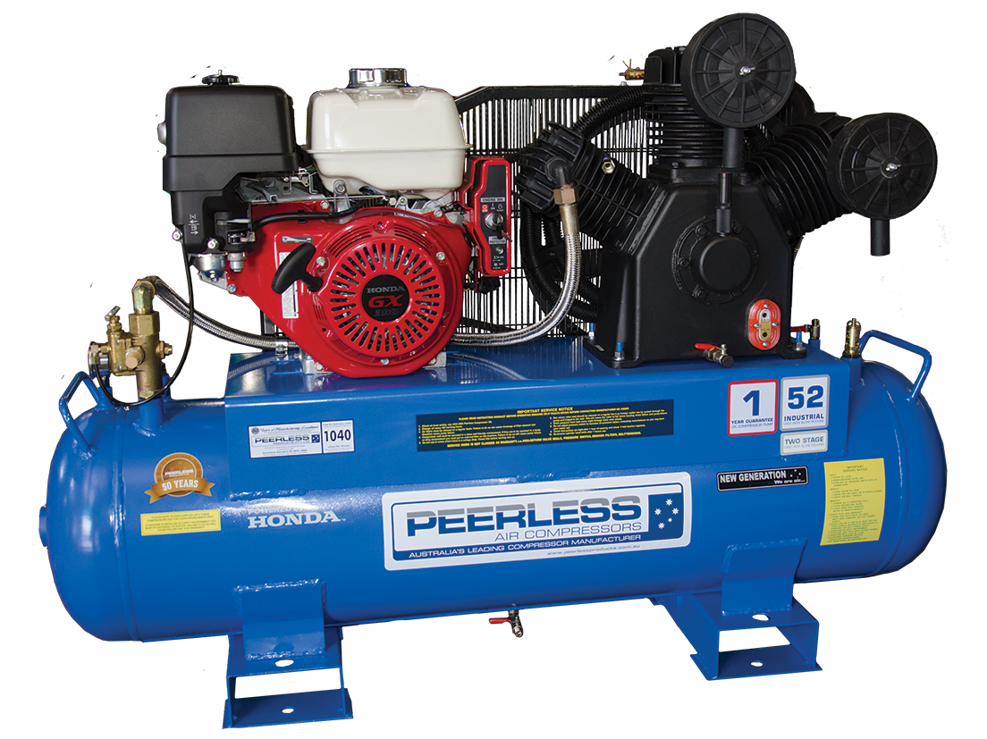 PHP52 Petrol Air Compressor: Belt Drive, Honda GX390, 1040LPM - for Hi