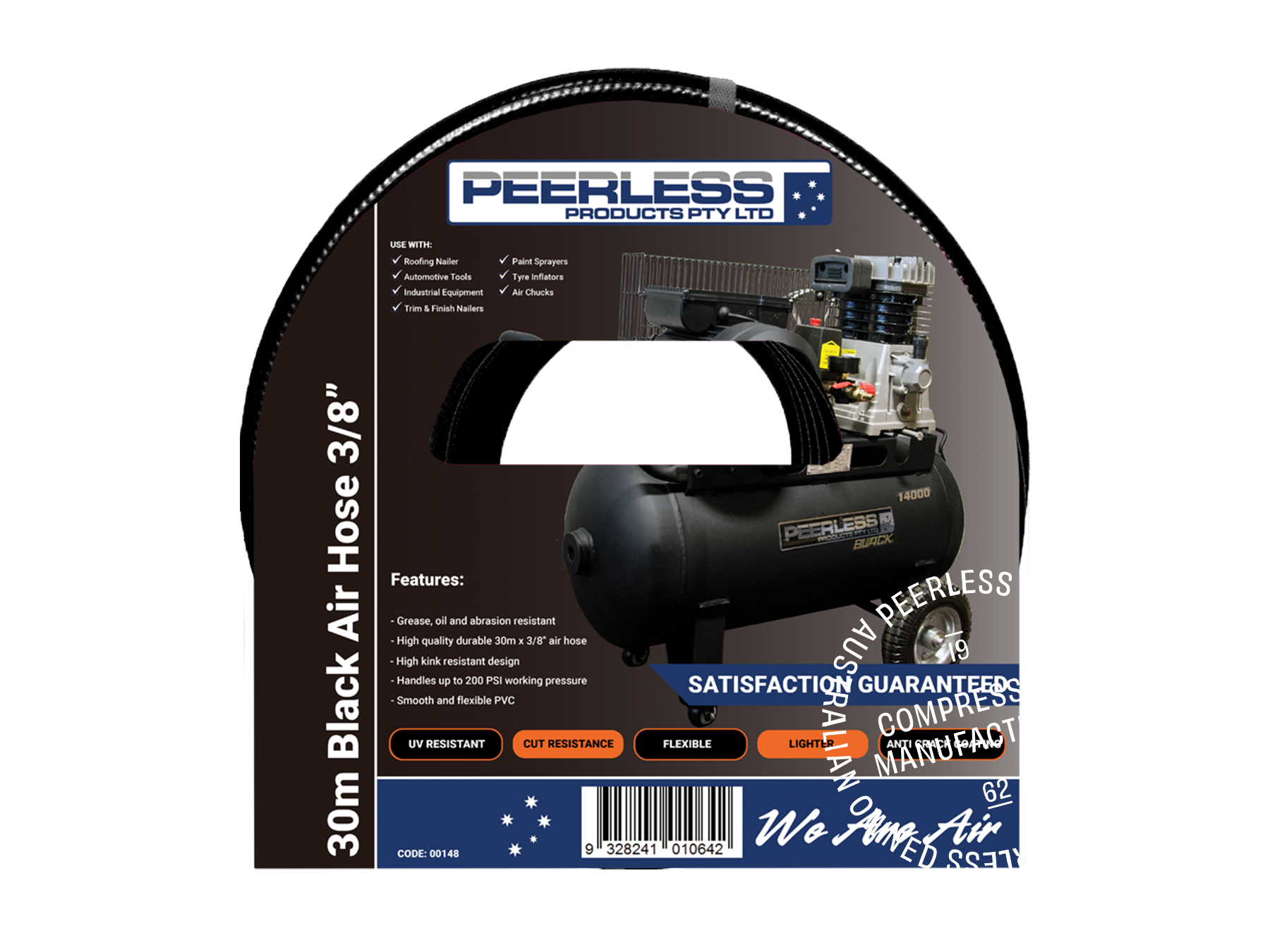 Peerless Black Flexible Air Hose: PVC