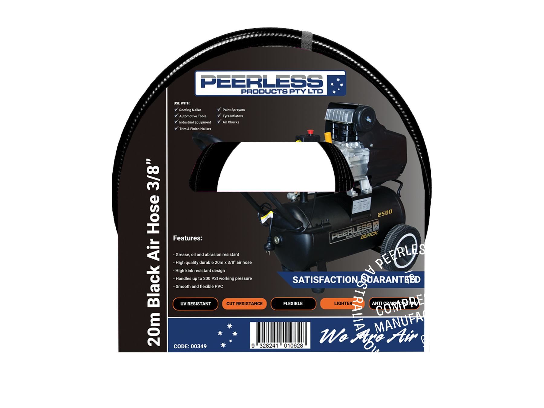 Peerless Black Flexible Air Hose: PVC