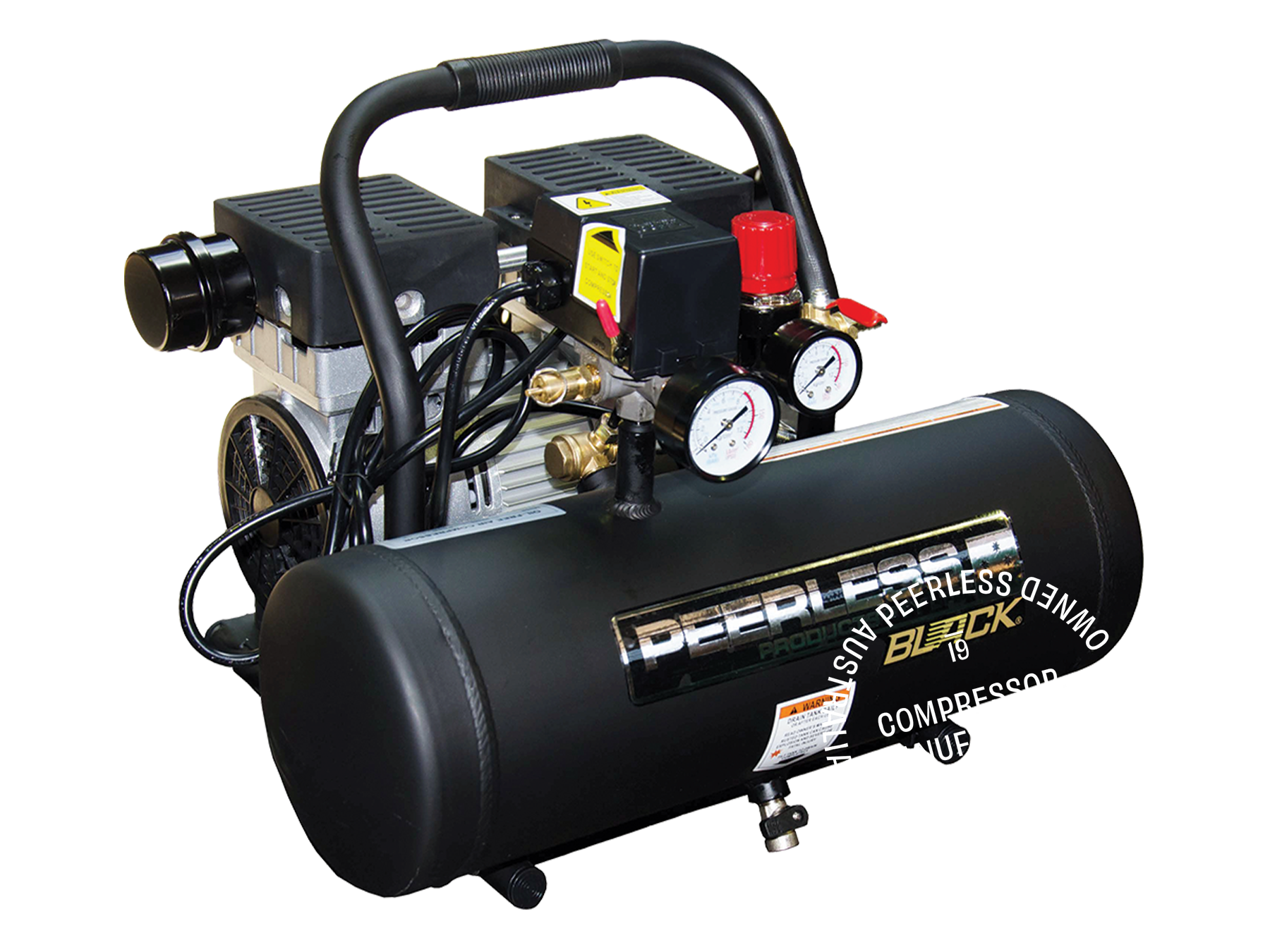 PB2000 Single Phase Air Compressor: Oilless, Direct Drive, 10Amp, 1HP,